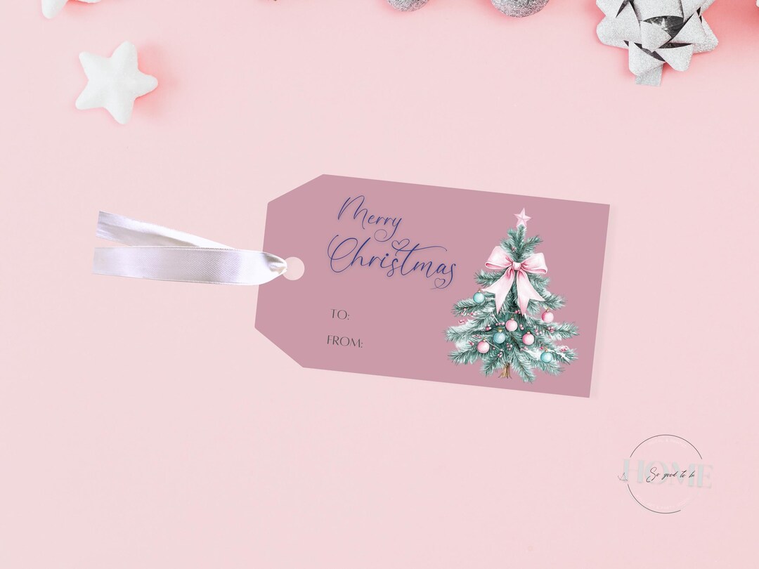 Chic Pink Christmas Gift Tags Christmas Trees Shades of Pink Set of 8 ...