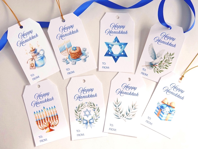 Printable Happy Hanukkah Gift Tags • Chanukah Digital Download Tags ...