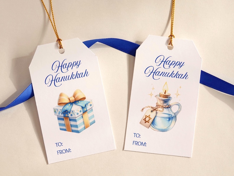 Printable Happy Hanukkah Gift Tags • Chanukah Digital Download Tags ...