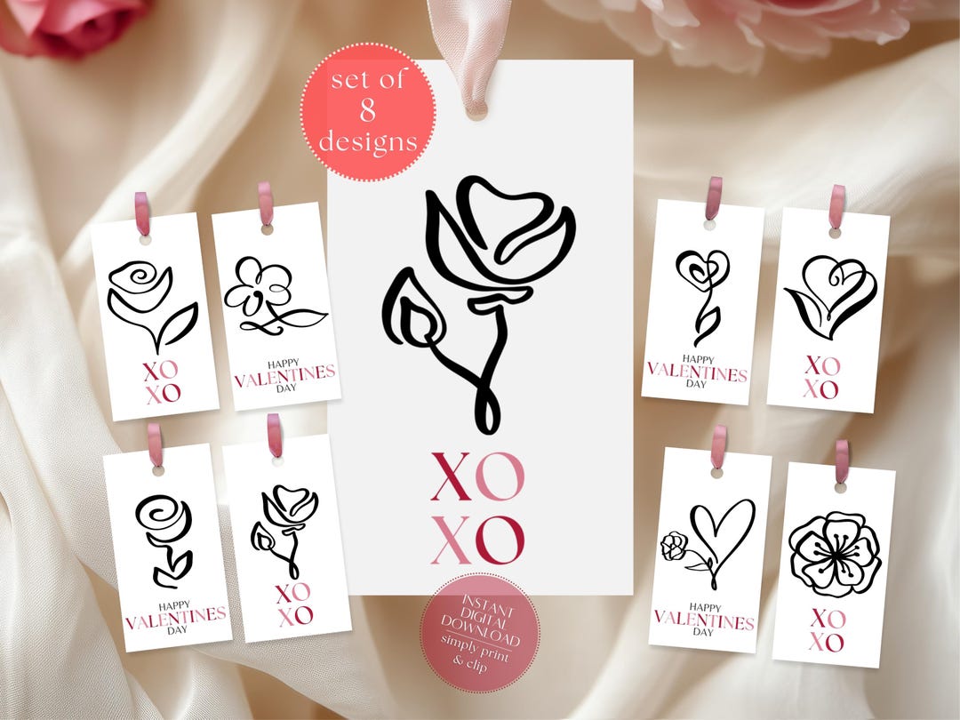 XOXO Valentines Day Gift Tags Printable Instant Digital Download ...
