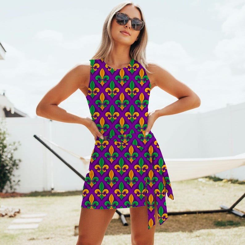 Margi Gras 2026 Tennis Dress Skirt, Happy Mardi Gras Carnival Dress ...