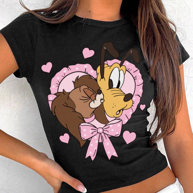 Pluto Kissed Sweatheart Nite Pink Pastel Heart Coquette Bow Baby Tee ...