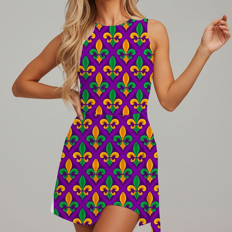 Margi Gras 2026 Tennis Dress Skirt, Happy Mardi Gras Carnival Dress ...