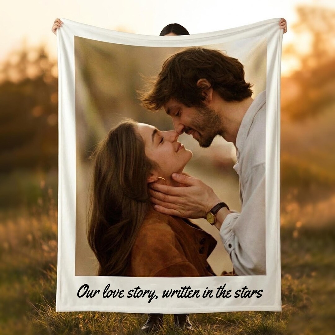 Personalized Couple Plush Blanket – Custom Text & Photo, Perfect ...