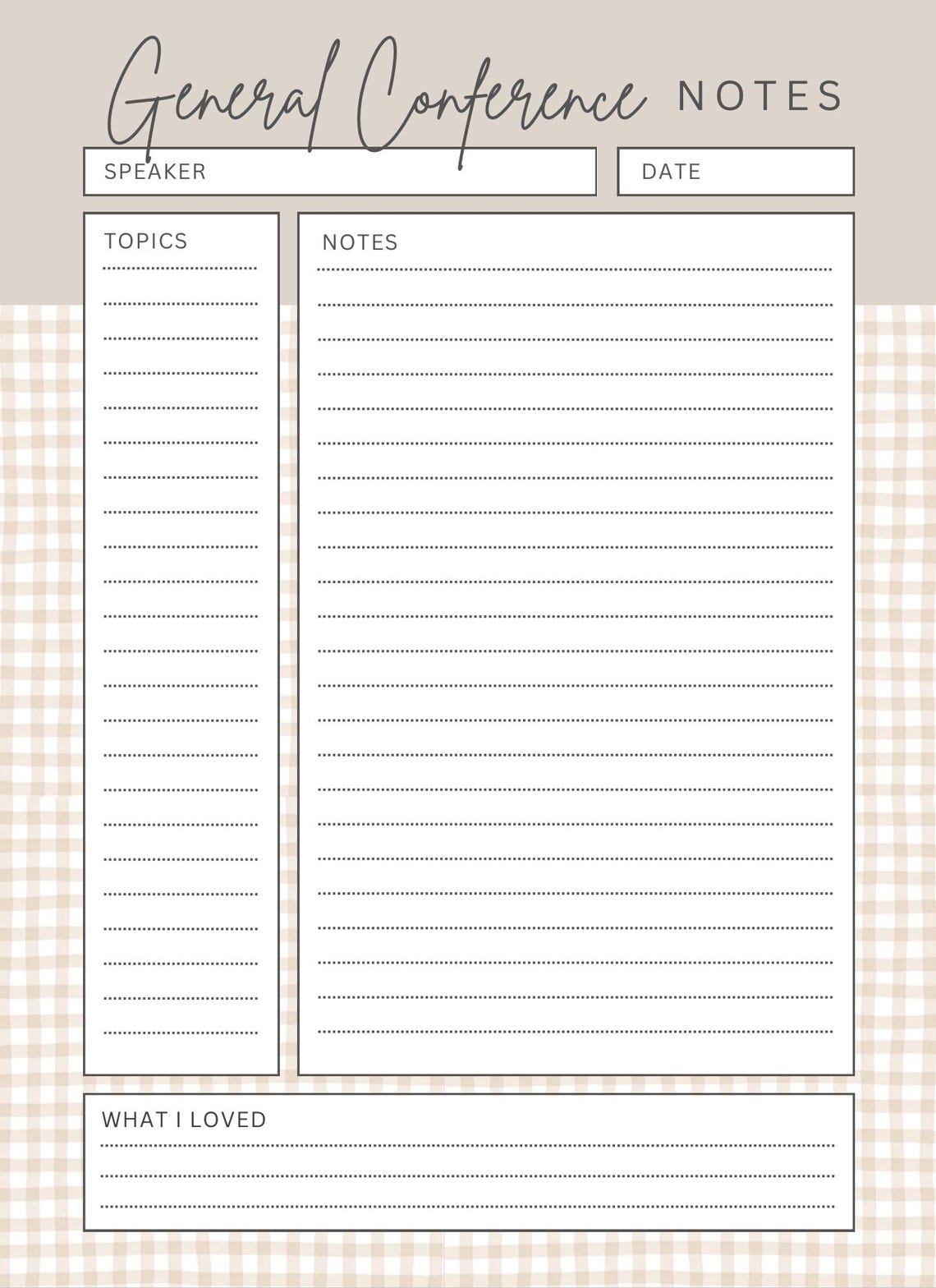 LDS General Conference Notes Printable - Etsy