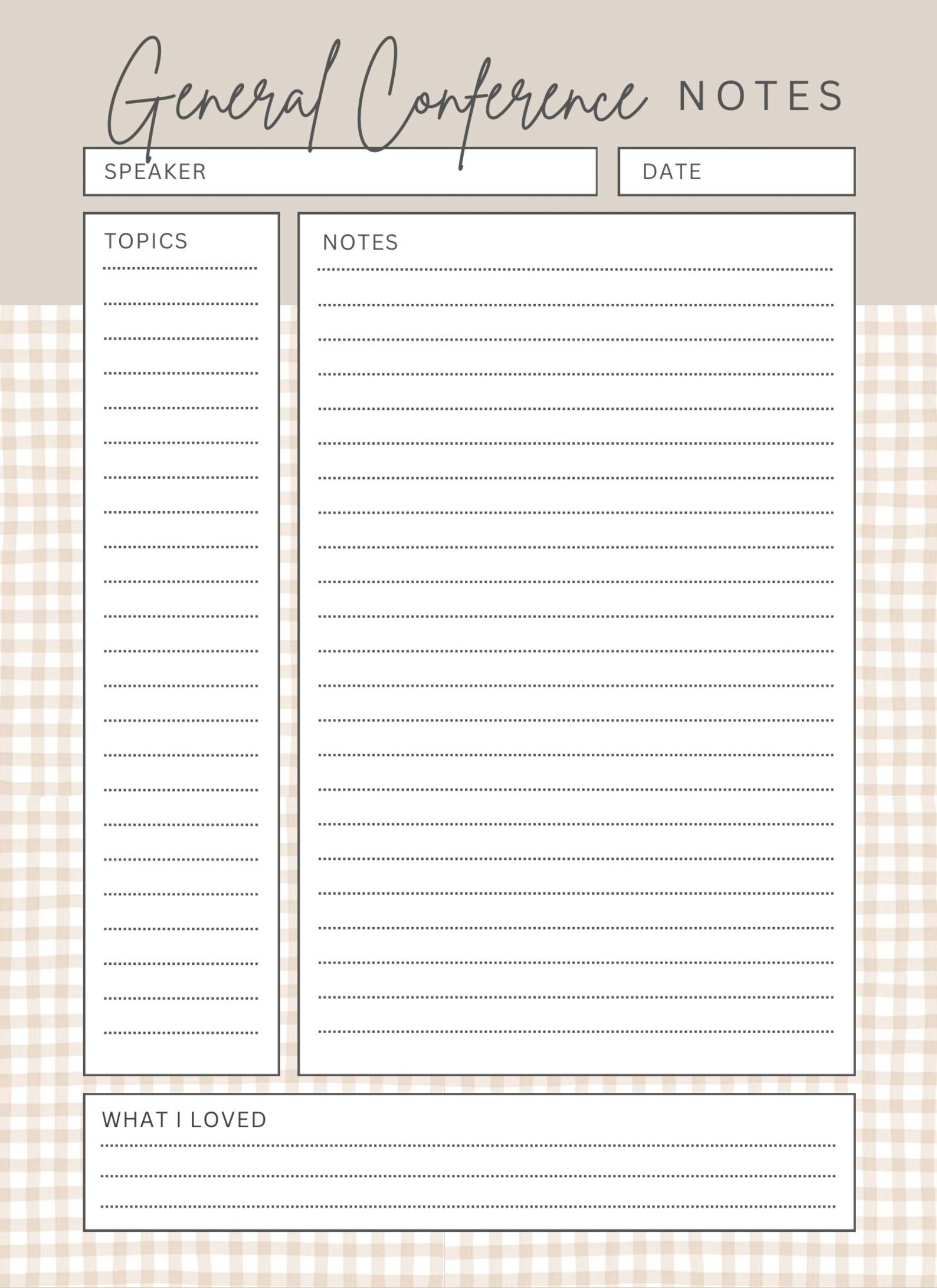 LDS General Conference Notes Printable - Etsy