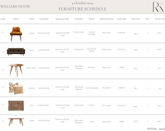 Fee Schedule Template/editable Template/interior Design/schedule ...