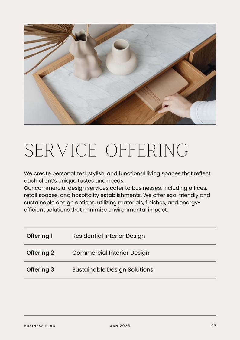 EDITABLE Interior Design Business Plan Template - Etsy