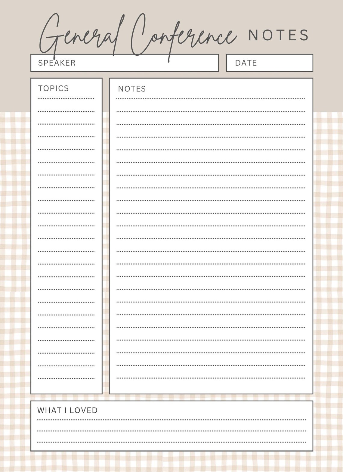 LDS General Conference Notes Printable - Etsy