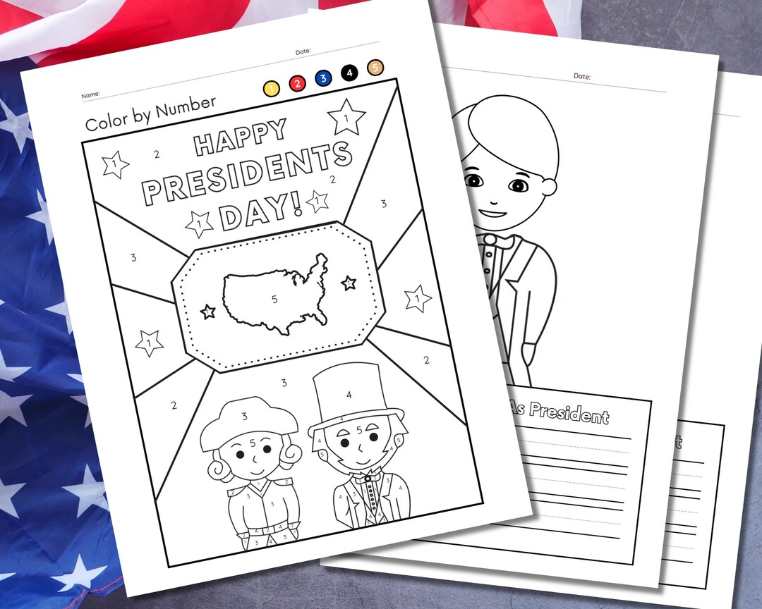 Presidents Day Color by Number and Worksheets, Easy Classroom Activity ...