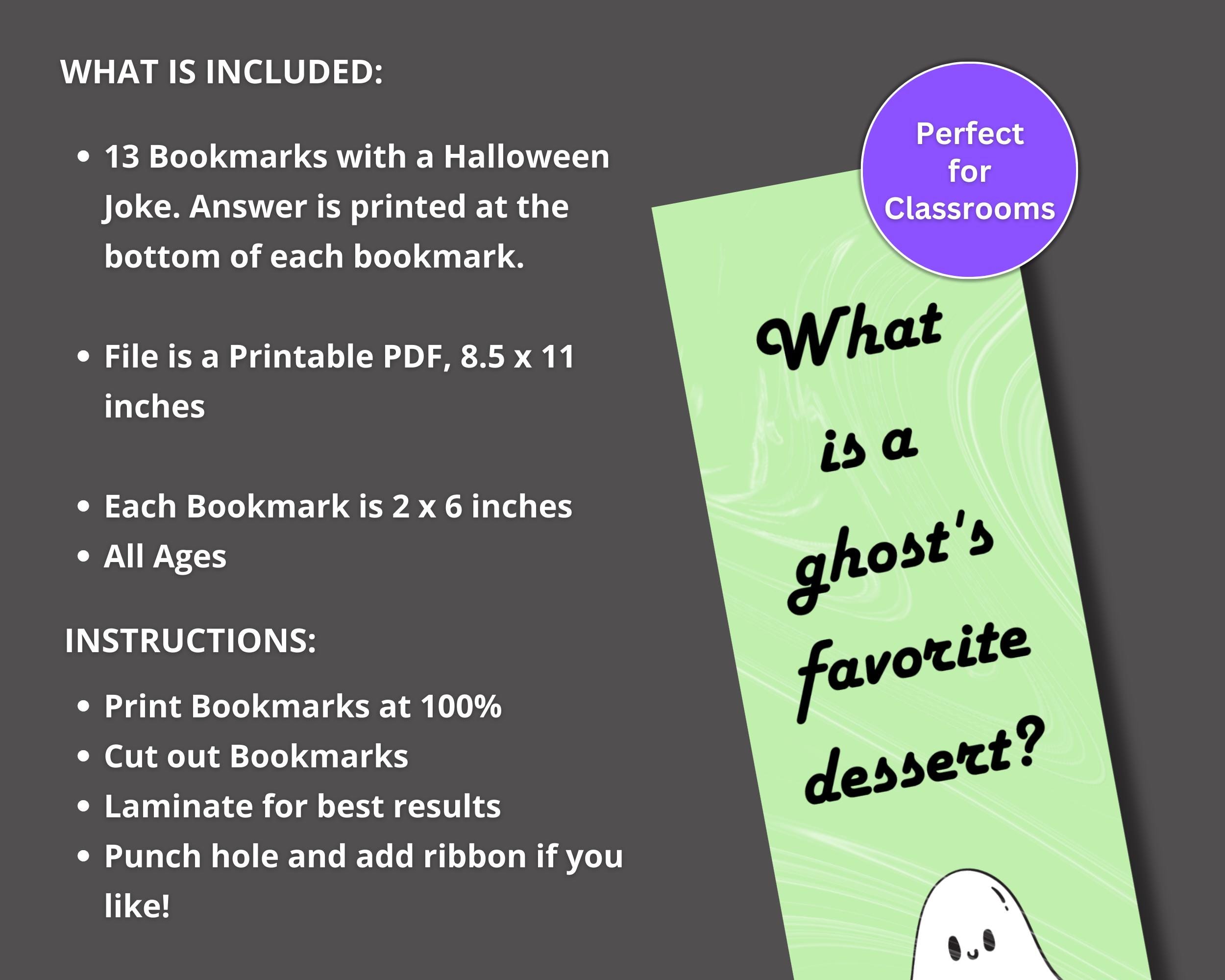 13 Printable Halloween Jokes Bookmarks | Halloween Favors, Halloween ...