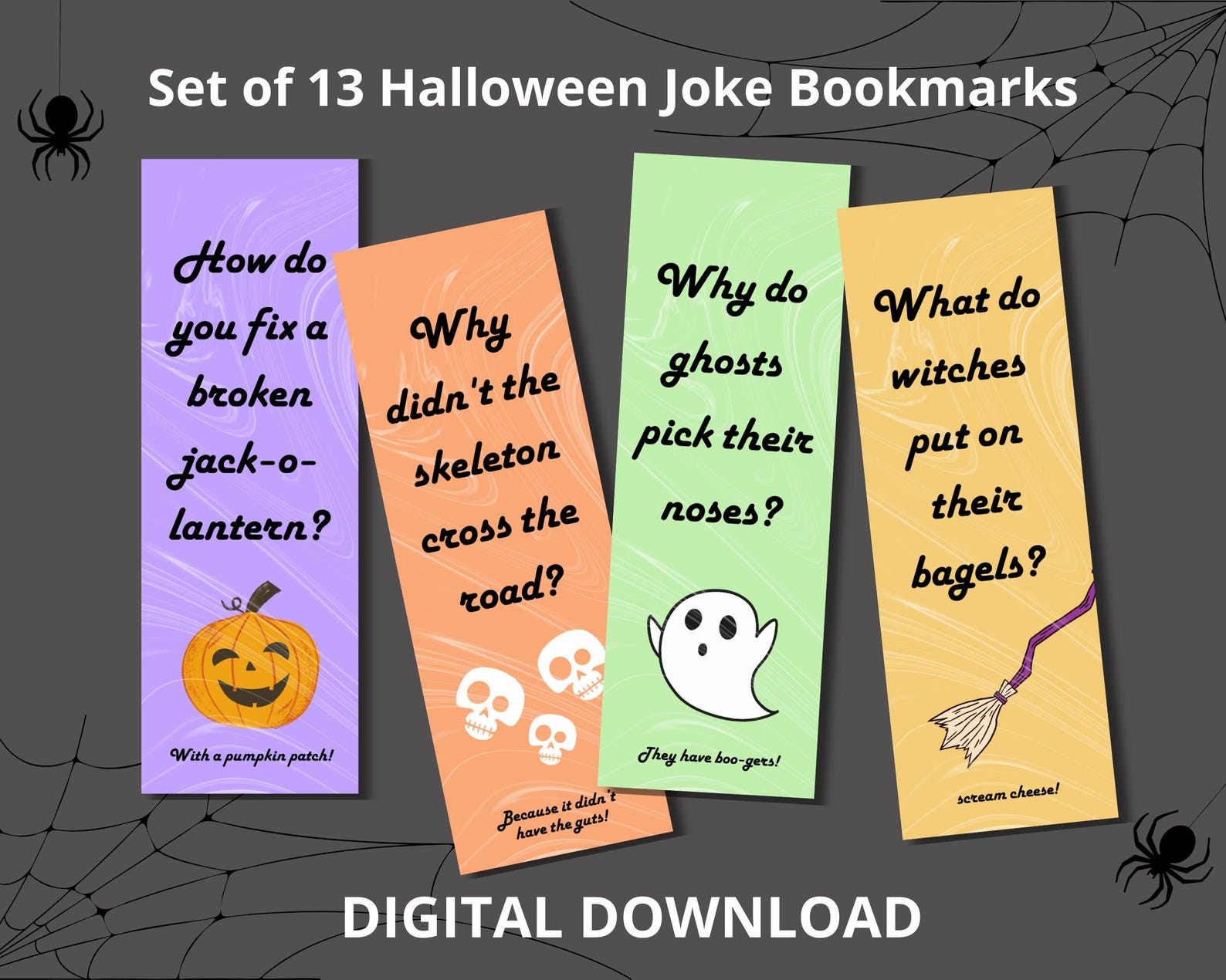 13 Printable Halloween Jokes Bookmarks | Halloween Favors, Halloween ...