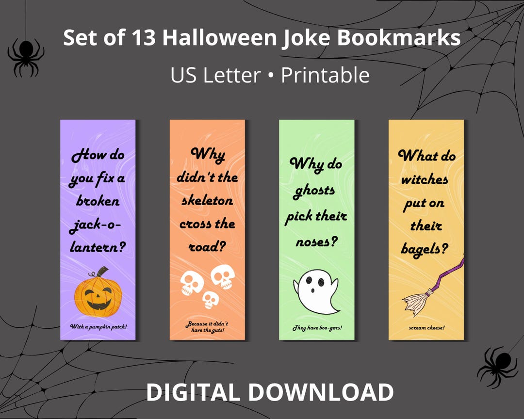 13 Printable Halloween Jokes Bookmarks Halloween Favors, Halloween ...
