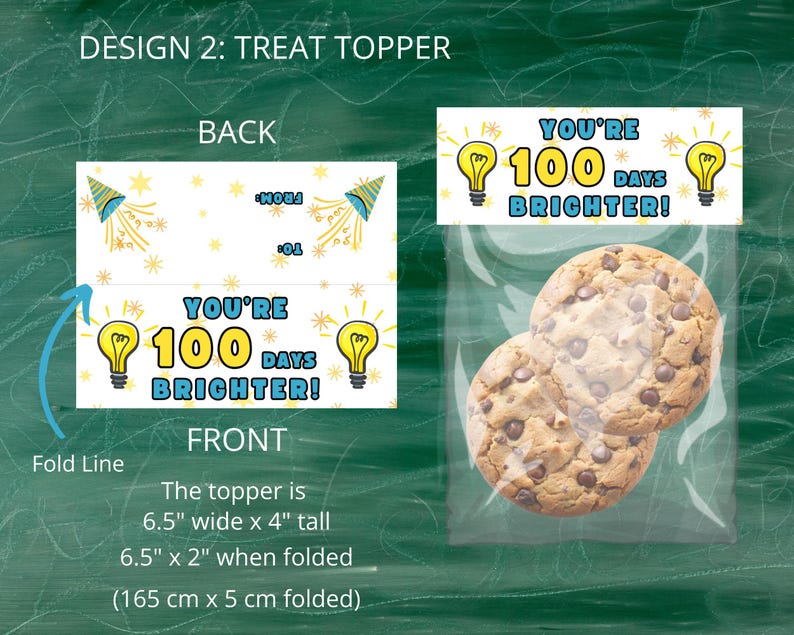 100th Day of School Treat Toppers, Sandwich Bag Topper, Student ...