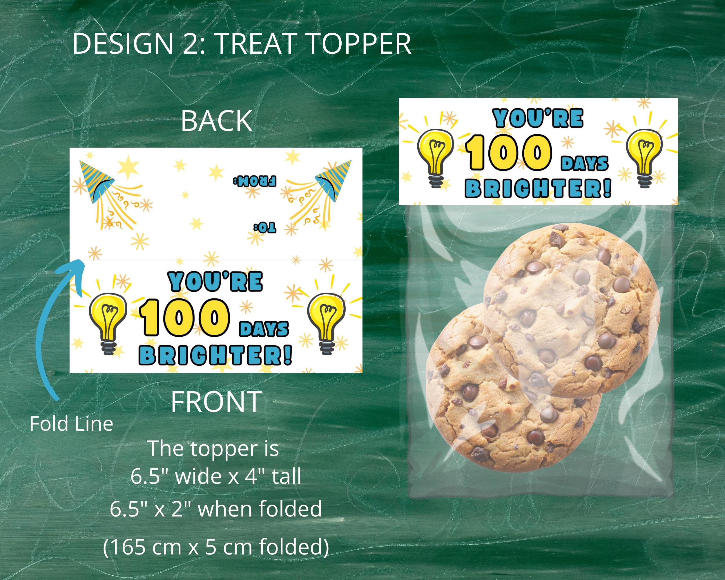 100th Day of School Treat Toppers, Sandwich Bag Topper, Student ...