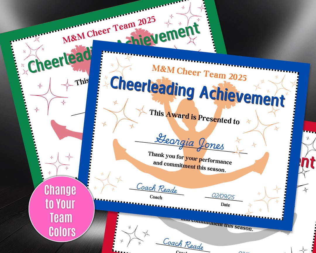 Cheerleading Award Certificate Bundle, Editable Cheer Awards, Team ...