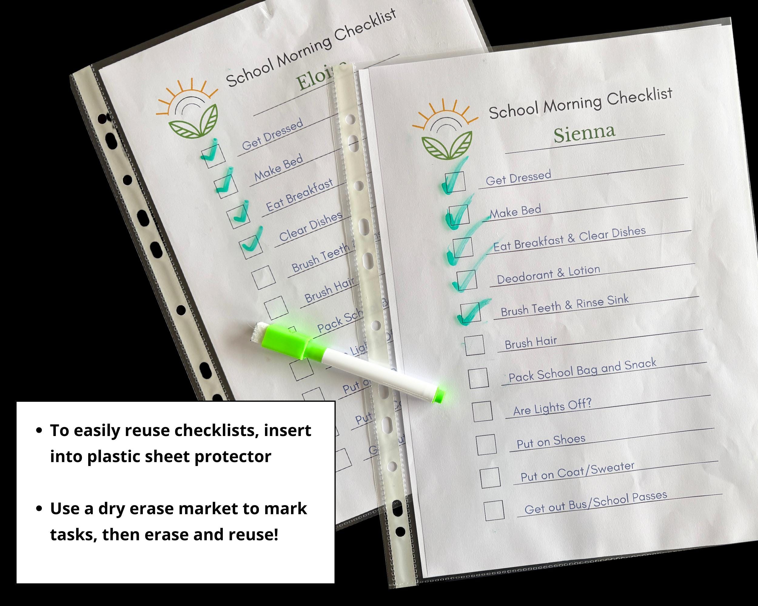 Kids Daily Routine Checklist and Editable Chore Chart, Kids Task ...