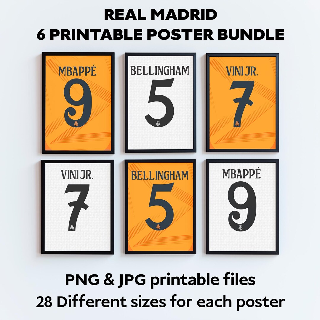 Real Madrid Printable Poster Bundle 6 Wall Art Designs of Vinicius Jr ...