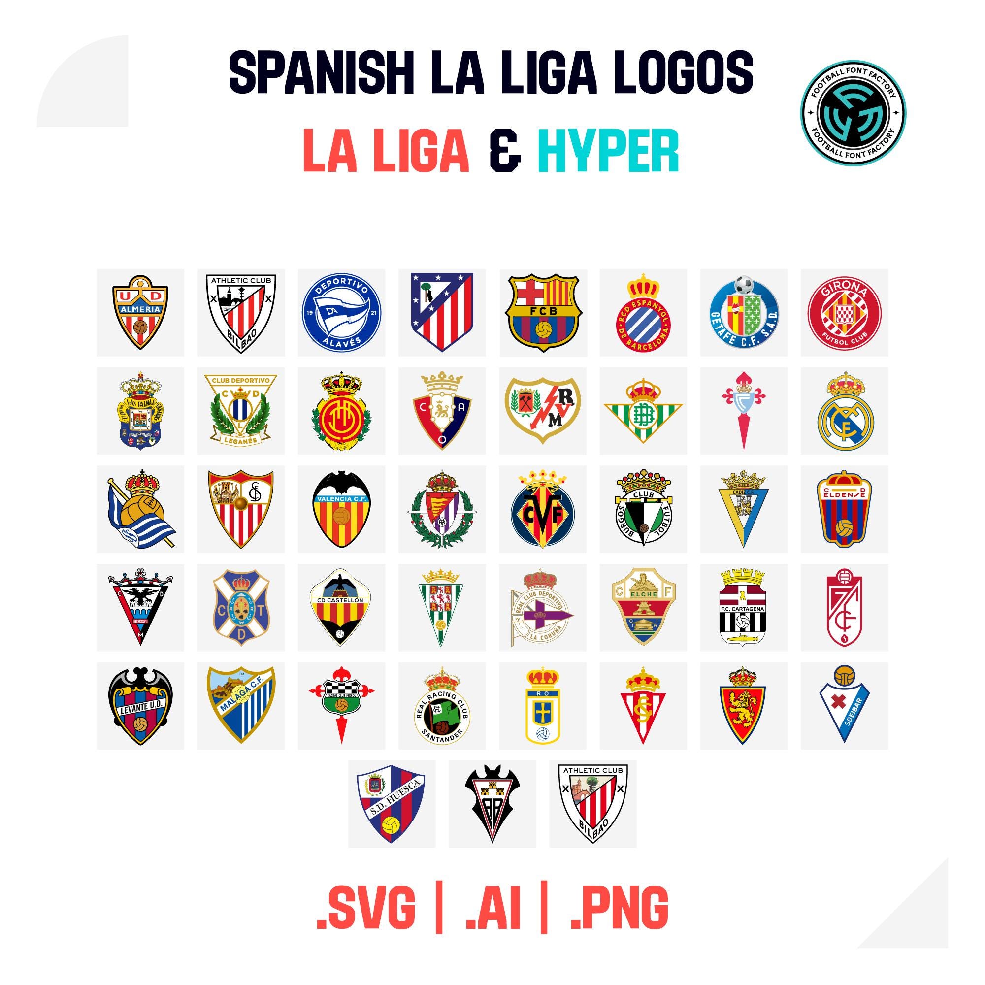 Spain La Liga Vector Logos Pack, La Liga Team Crests, Transparent Football Badges, Editable Svg ...