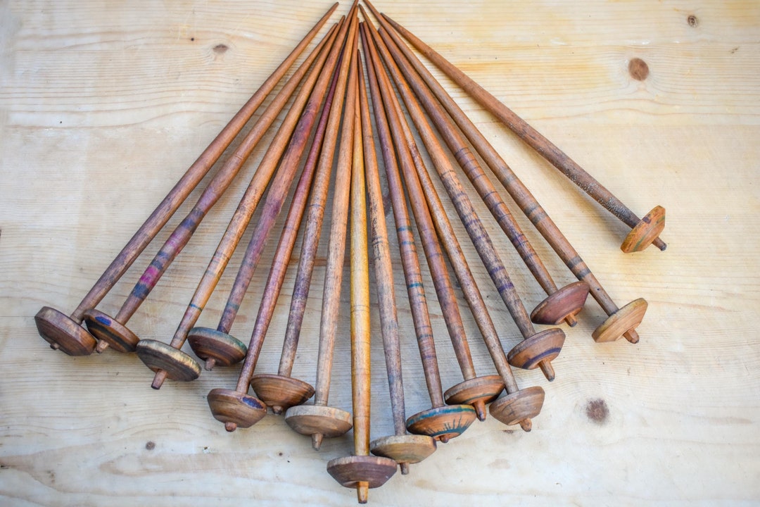 Antique Drop Spindle, Old Loom Part, Vintage Primitive Antique Hand ...