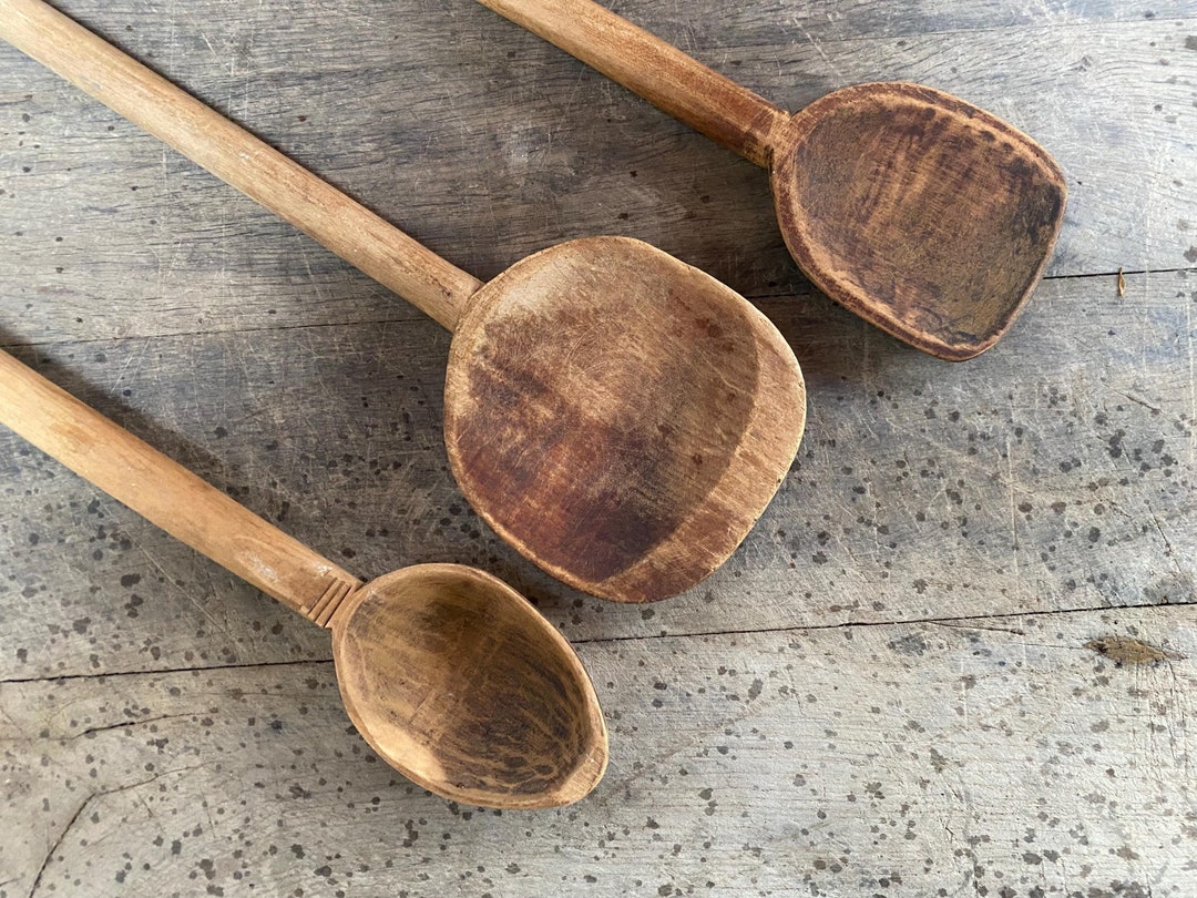 Vintage Rustic Wooden Spoon Set: Farmhouse Kitchen Decor - Etsy