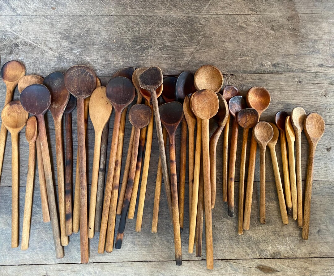 Antique Wooden Spoon, Cooking Serving Spoon, Primitive Wooden Spoon ...
