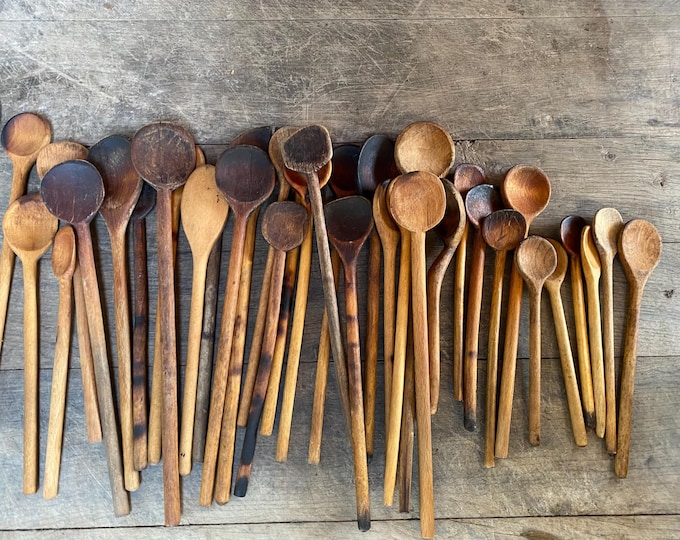 Antique Wooden Spoon, Cooking Serving Spoon, Primitive Wooden Spoon ...