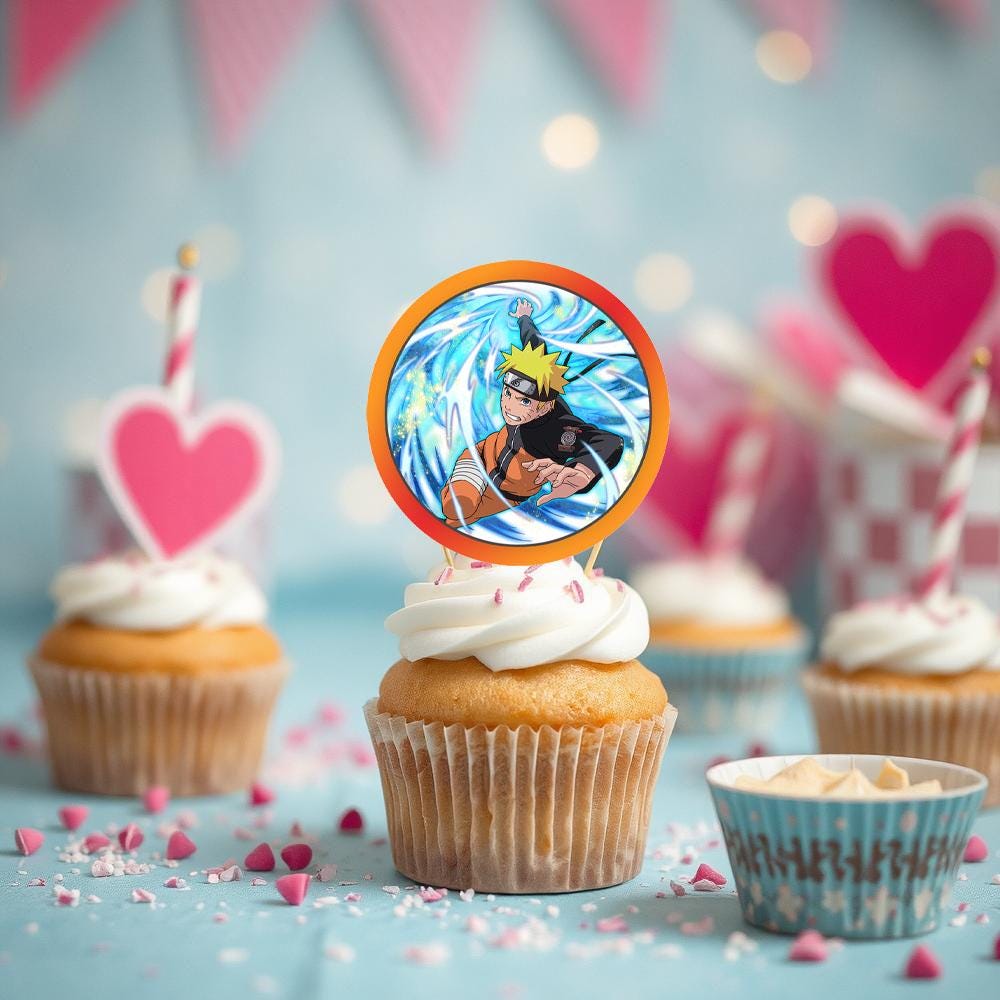 Anime Cupcake Toppers, Naruto Anime, Digital Cupcake Toppers, 12 Pcs ...
