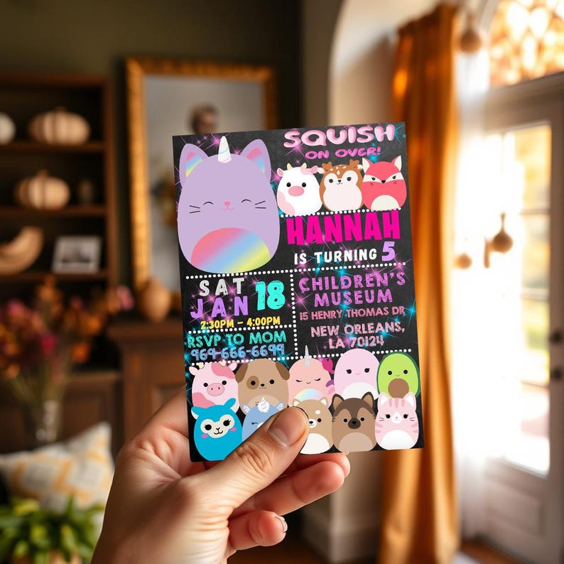 Squishmallow Invitation, Squishmallows Birthday Invitation ...