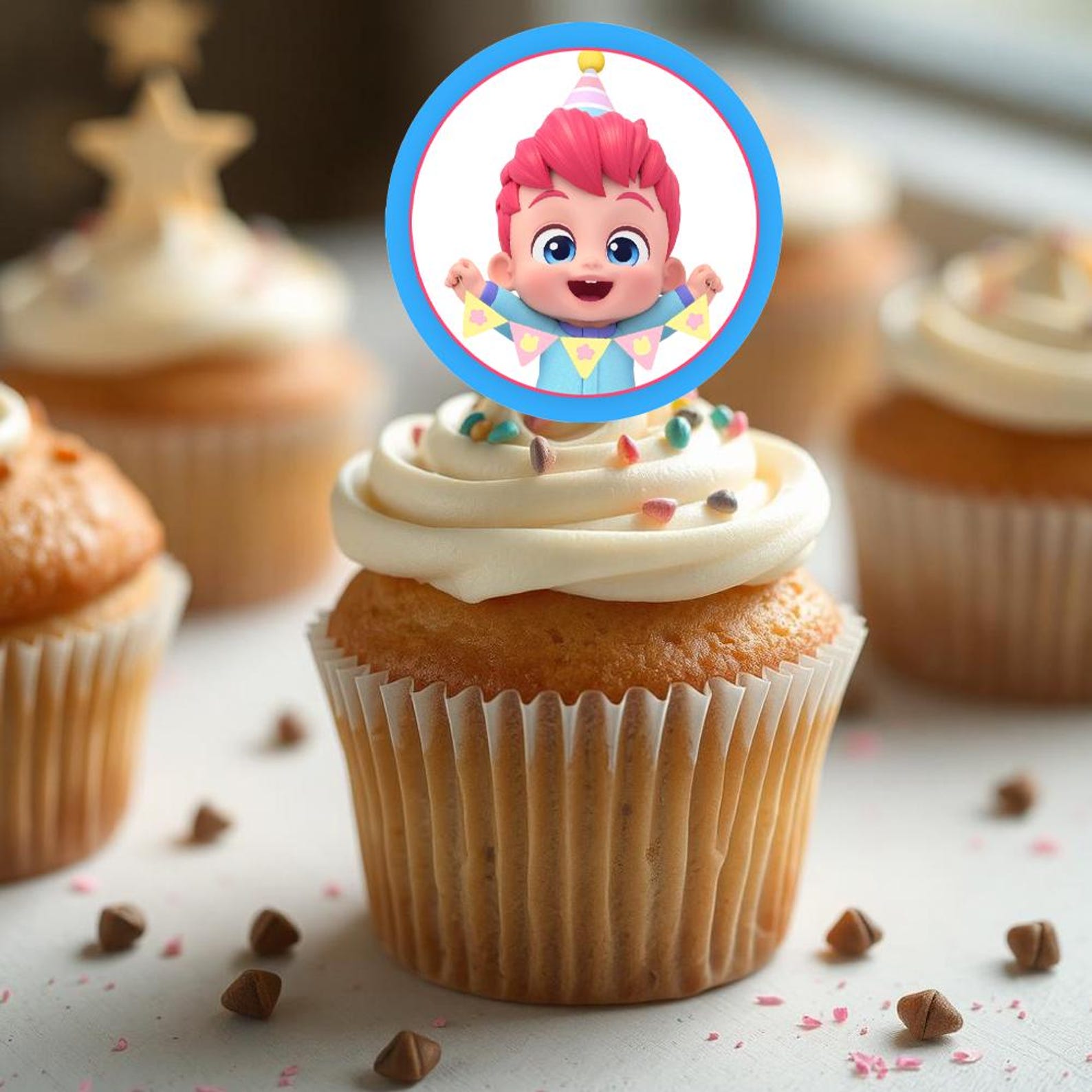 Bebefinn Cupcake Toppers, Bebefinn Toppers, Digital Cupcake Toppers, 12 ...