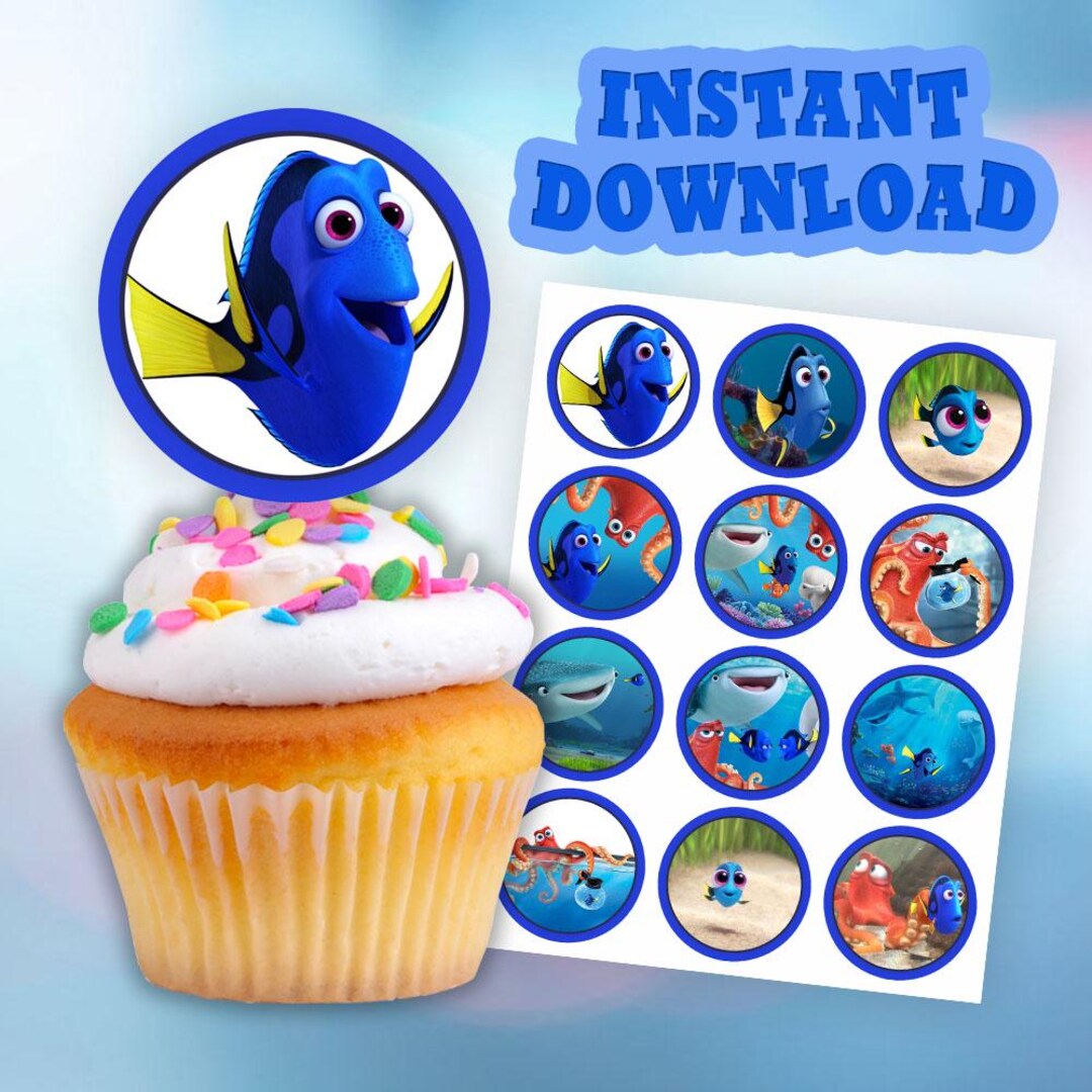 Finding Dory Cupcake Toppers, Finding Dory Toppers, Digital Cupcake ...
