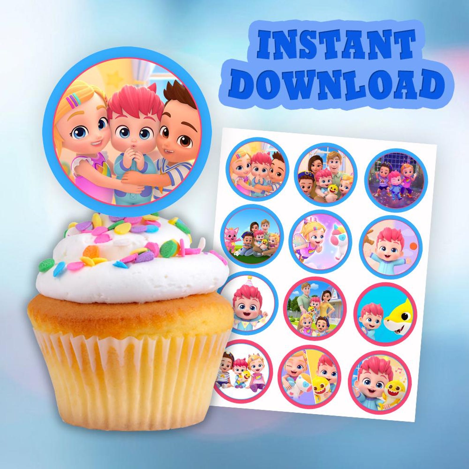 Bebefinn Cupcake Toppers, Bebefinn Toppers, Digital Cupcake Toppers, 12 ...