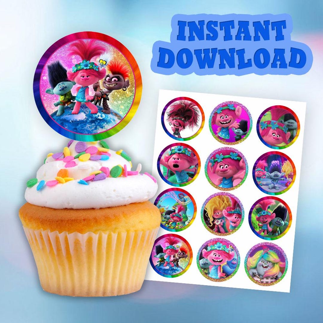 Trolls Cupcake Toppers, Trolls Movie, Trolls Digital Cupcake Toppers ...
