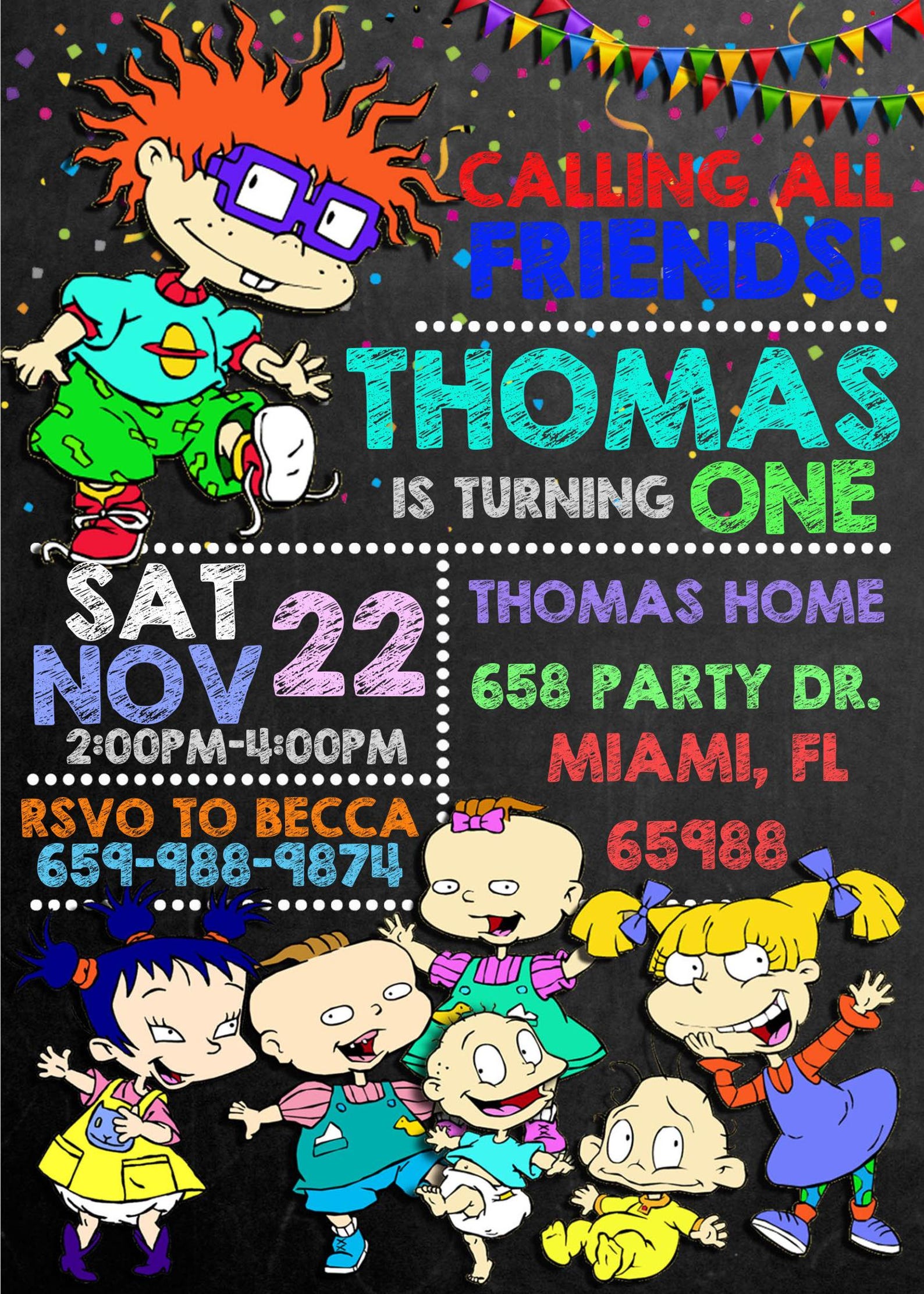 Rugrats Invitation, Rugrats Birthday Invitation, Rugrats Game Party ...