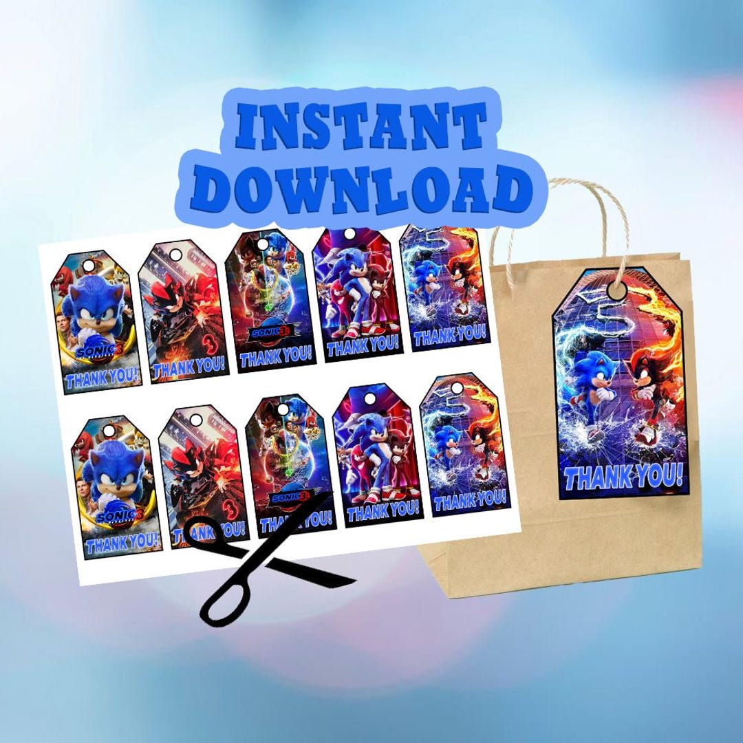 Sonic the Hedgehog 3 Birthday Party / Sonic Favor Tags/ Sonic the ...