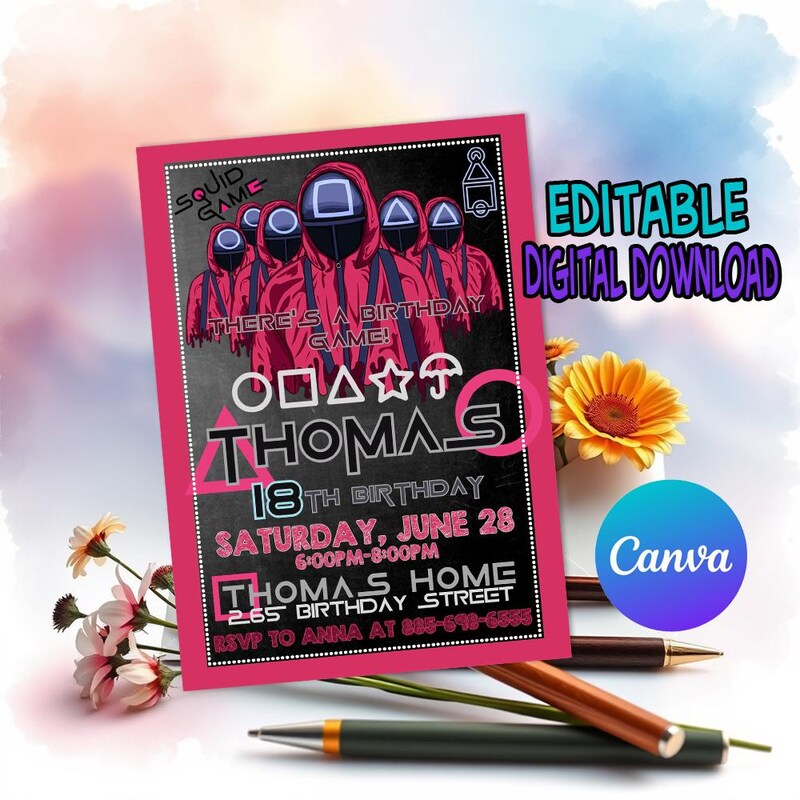 Squidgame Party Invitations - Etsy