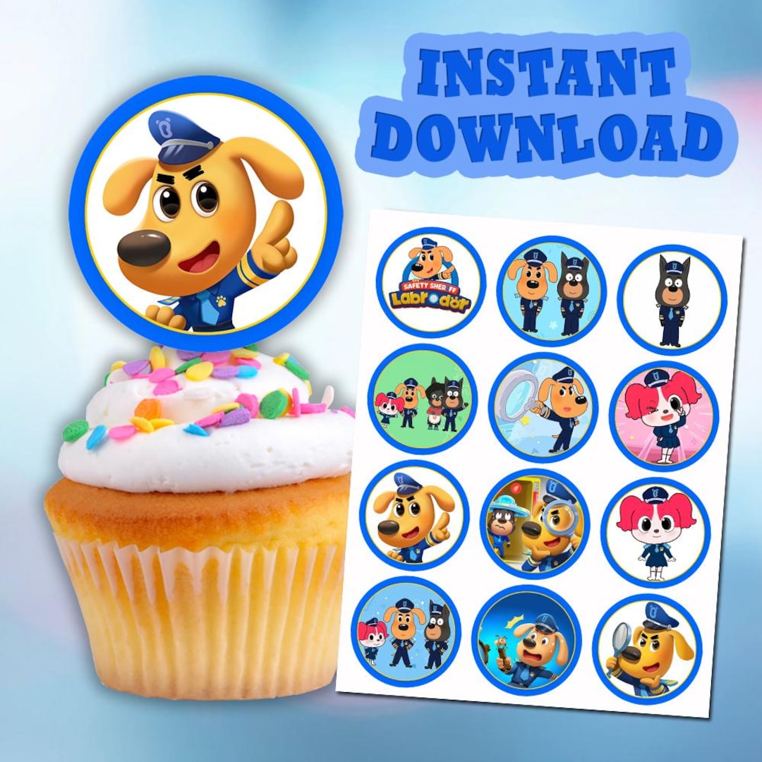 Sheriff Labrador Cupcake Toppers, Safety Sheriff Labrador Themed Party ...