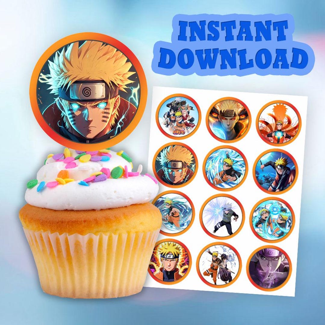 Anime Cupcake Toppers, Naruto Anime, Digital Cupcake Toppers, 12 Pcs ...