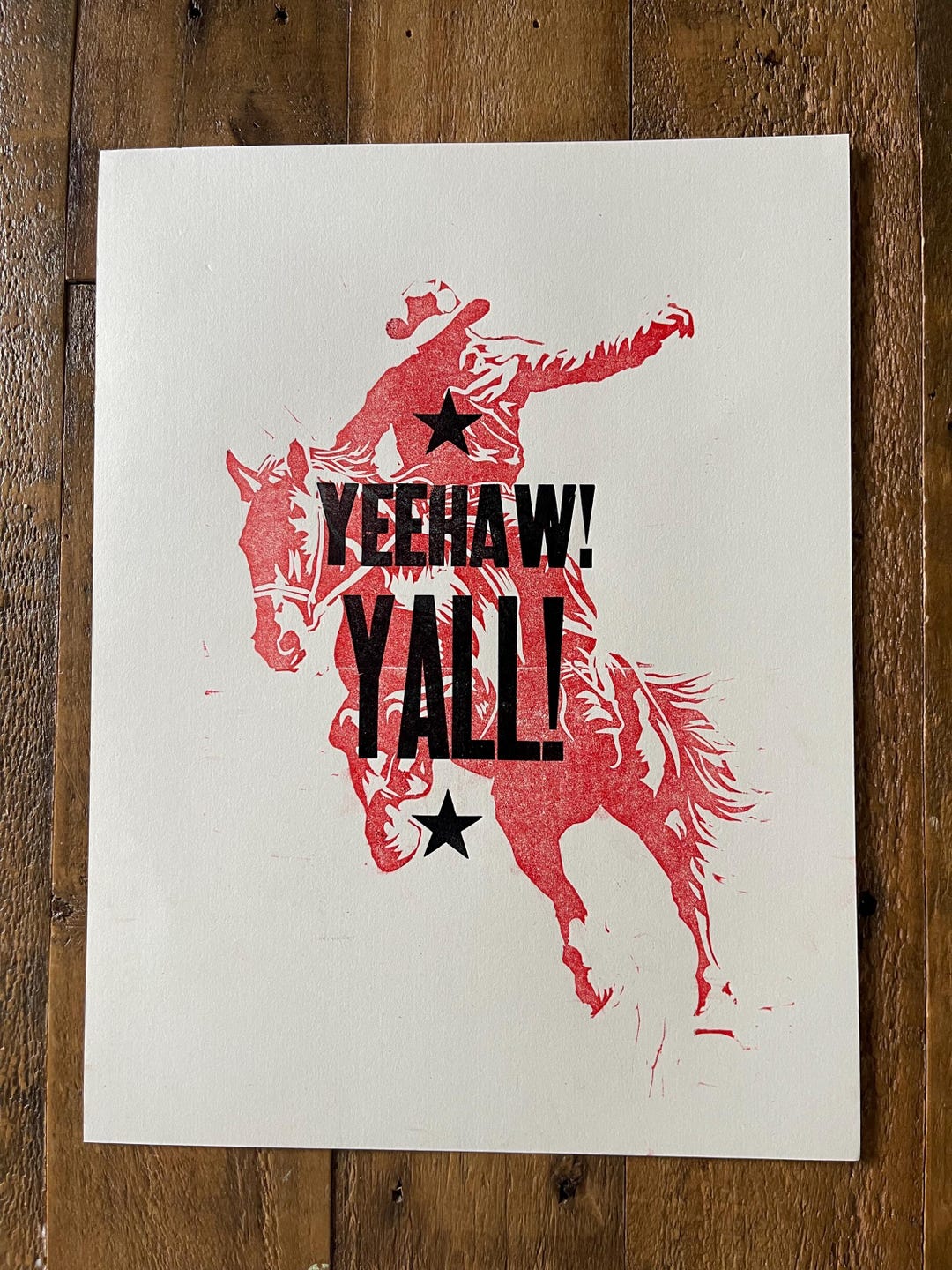 Yeehaw Y'all Letterpress Poster: Cowboy Art Print (9x12) - Etsy