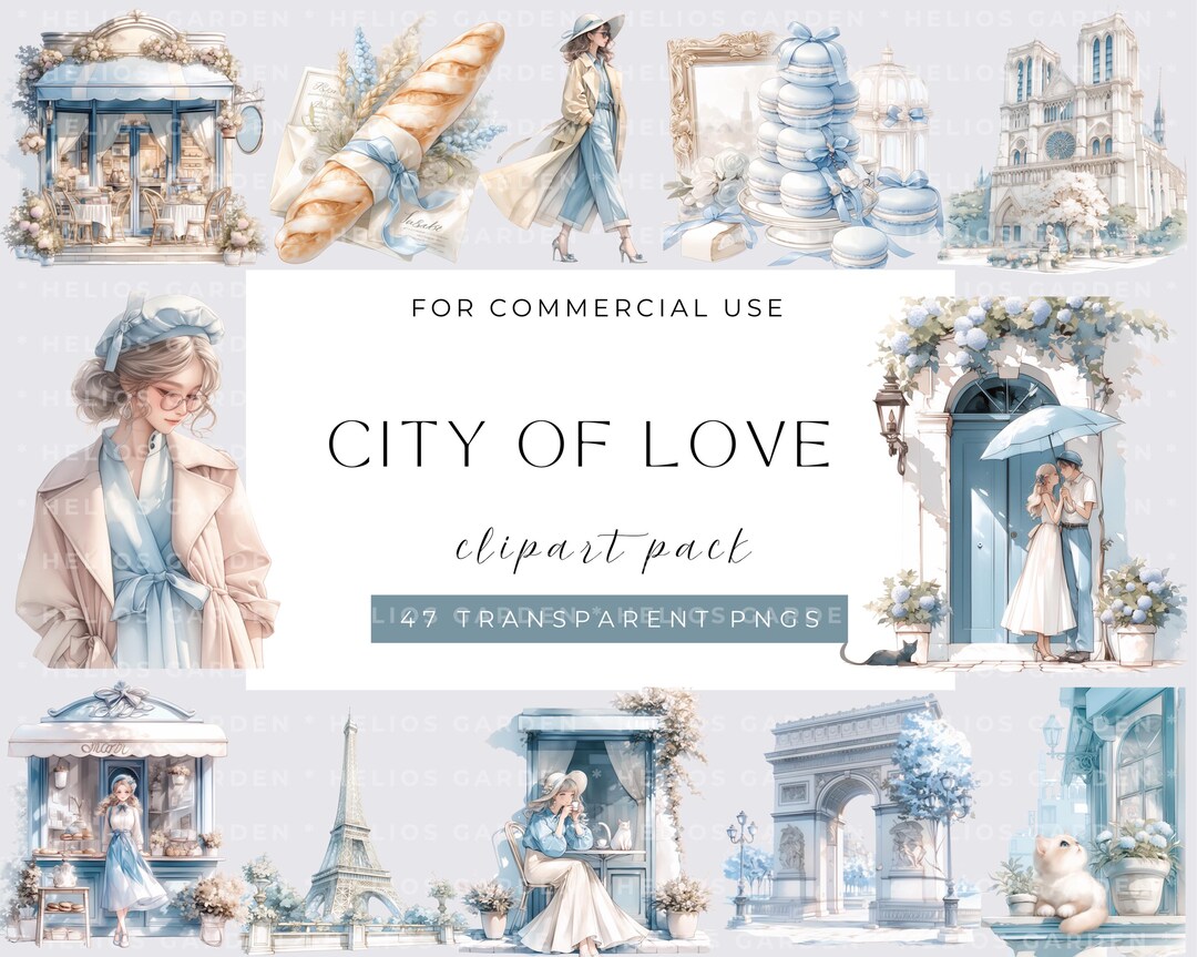 Watercolor Paris Clipart Valentine's Day Clipart, Watercolor Paris Love ...