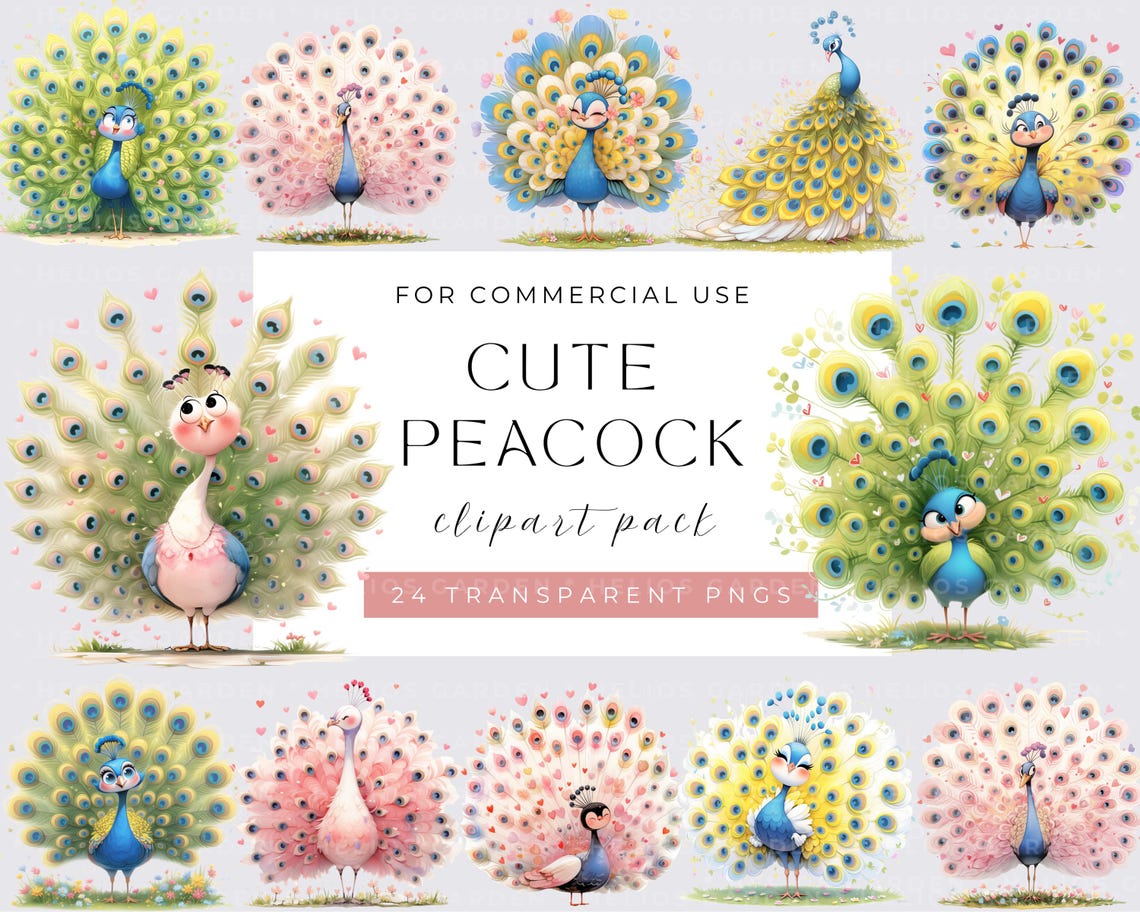 Quirky Peacock Clipart Cute Peacock Magical Peacock Perfect for Digital ...