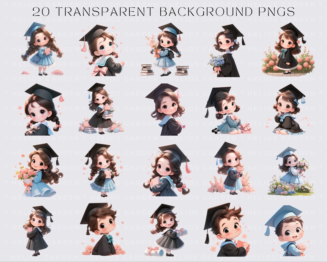 Graduation Boys and Girls Clipart, Chibi Graduation Download ...