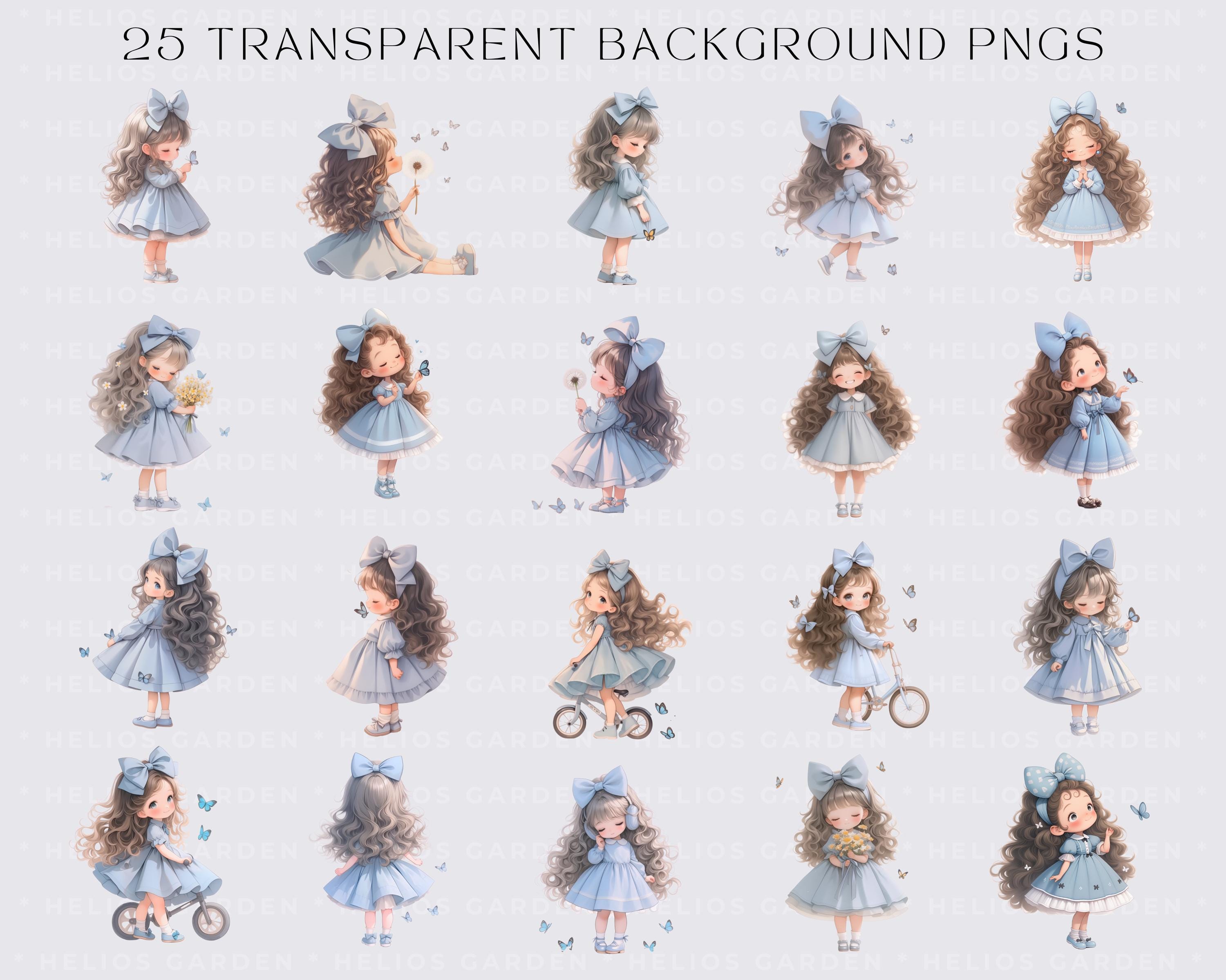 Watercolor Girl and Butterfly Clipart: Whimsical Pngs (digital Download ...