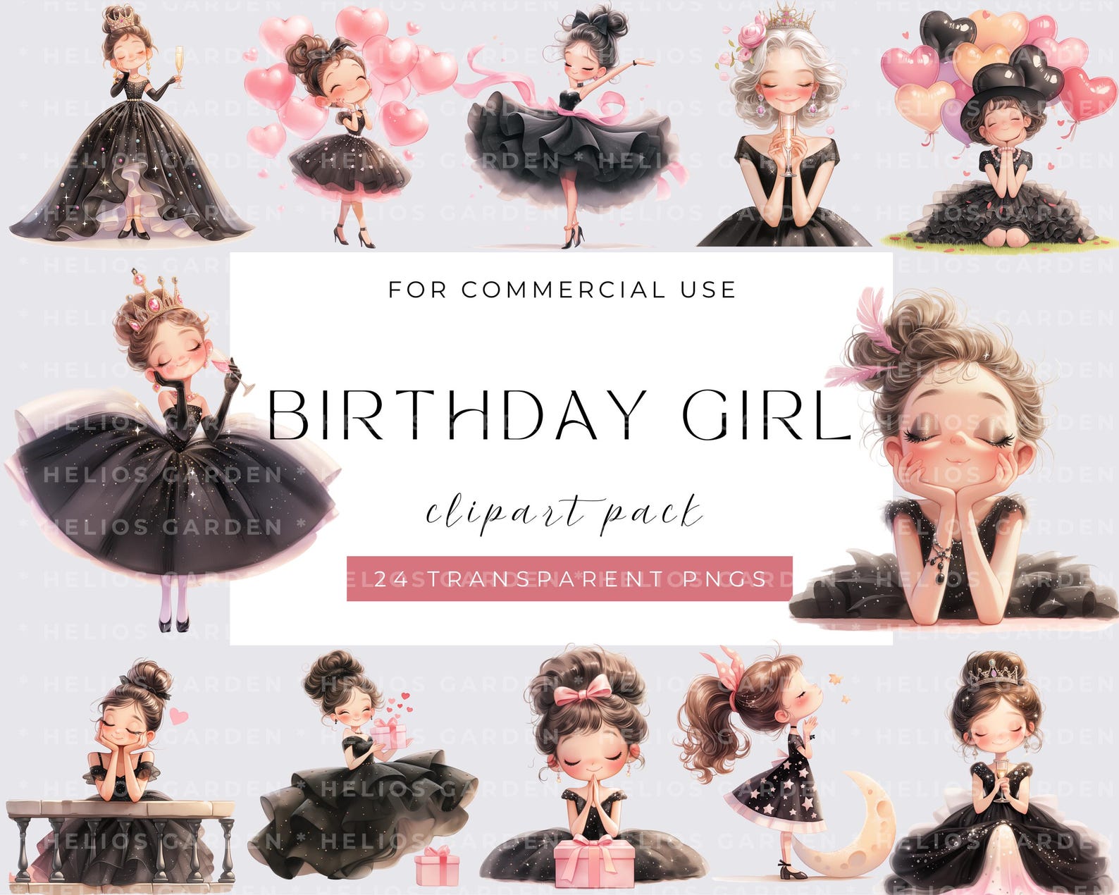 Birthday Girls Clipart Party Clipart Printable Watercolour Clipart ...