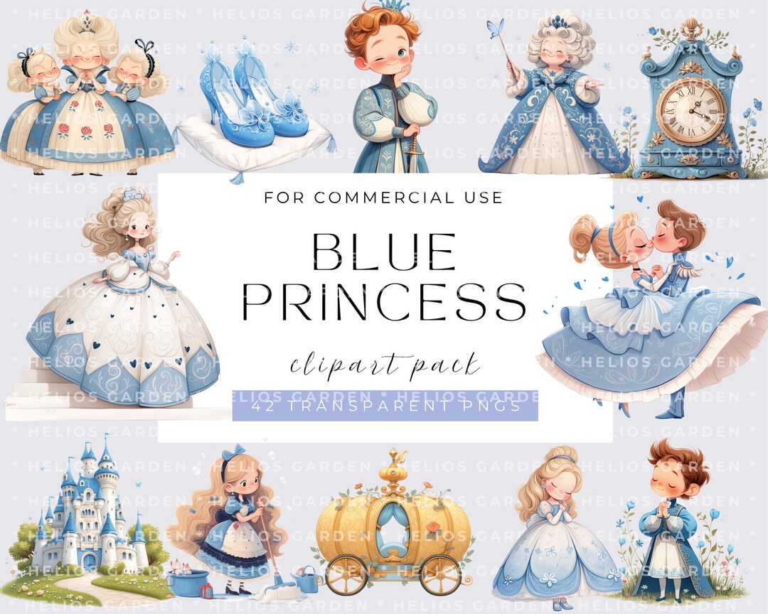 Blue Princess Clipart Princess Cinderella Clipart Perfect for DIY ...