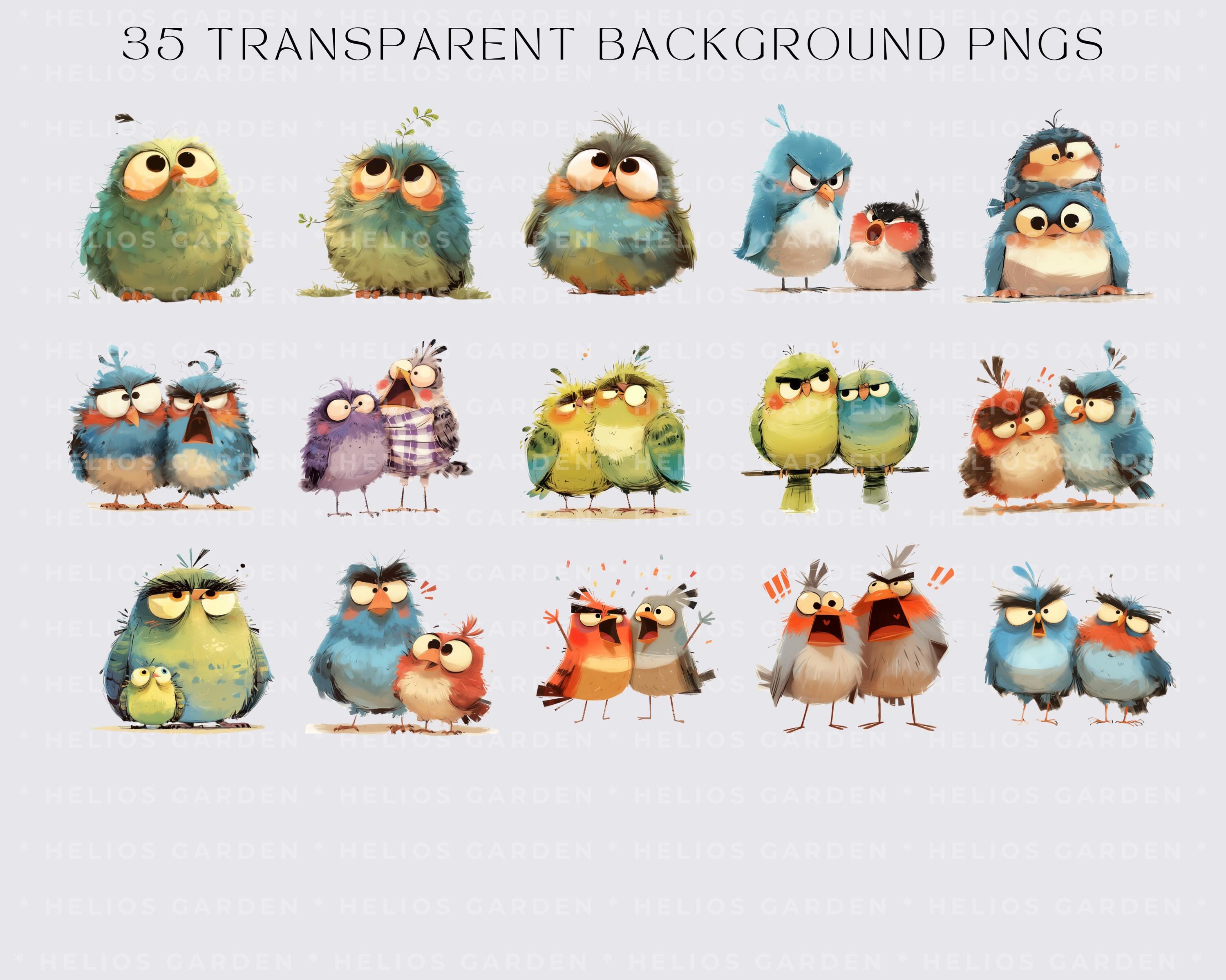 Watercolor Quirky Bird Clipart PNG Quirky Bird Illustrations Whimsical ...