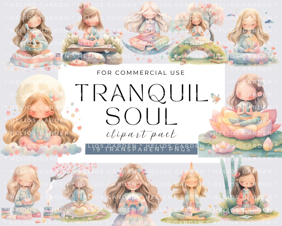 Watercolor Tranquil Soul Clipart Bundle, Spirituality Clipart Bundle ...