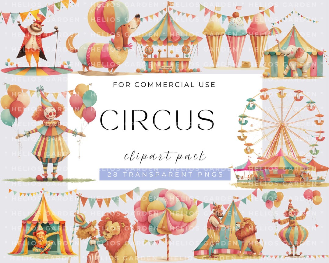 Circus Clipart With Colorful Big Top Tent and Fun Carnival Elements ...