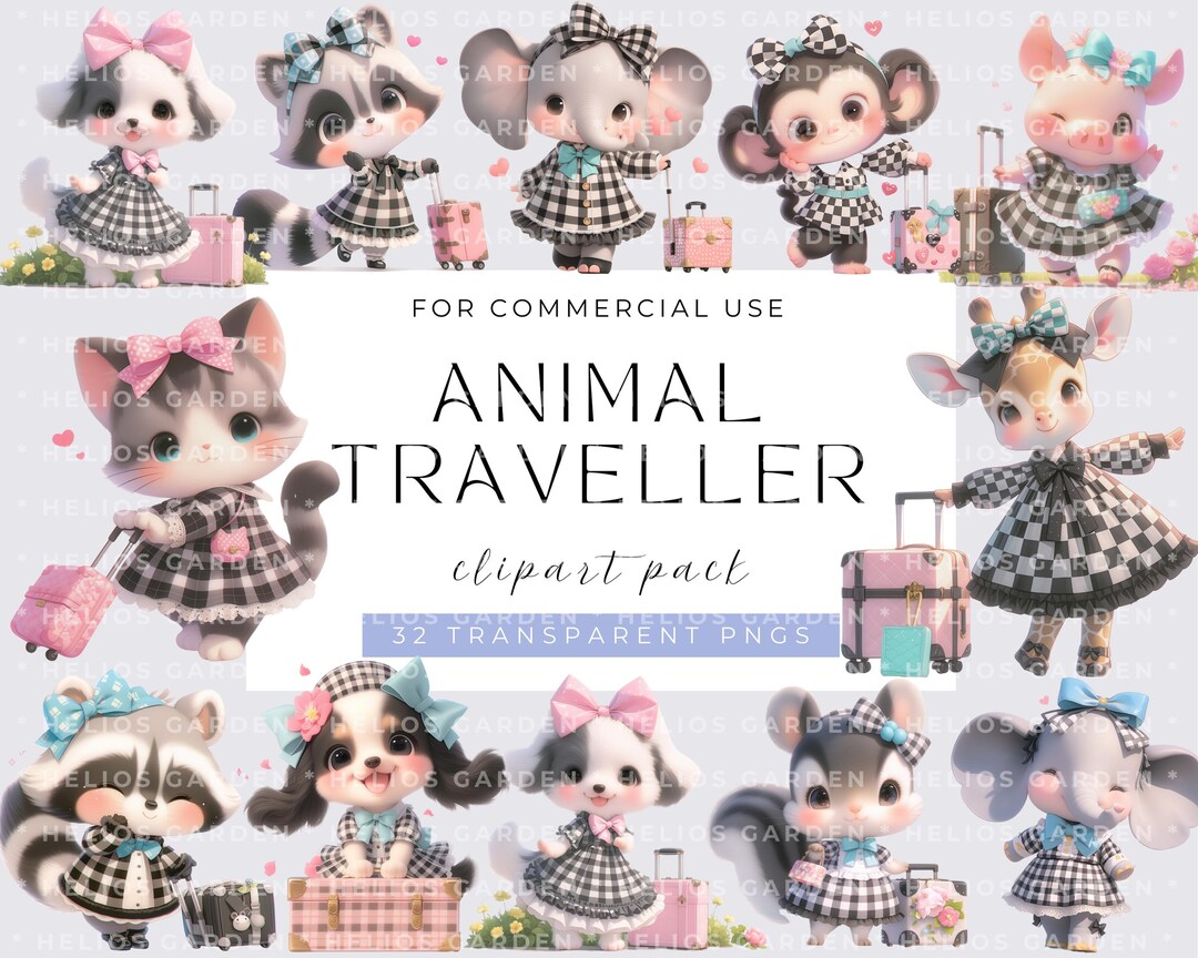 Adventurous Animals Traveler Clipart Animals Clipart Cute Wildlife ...