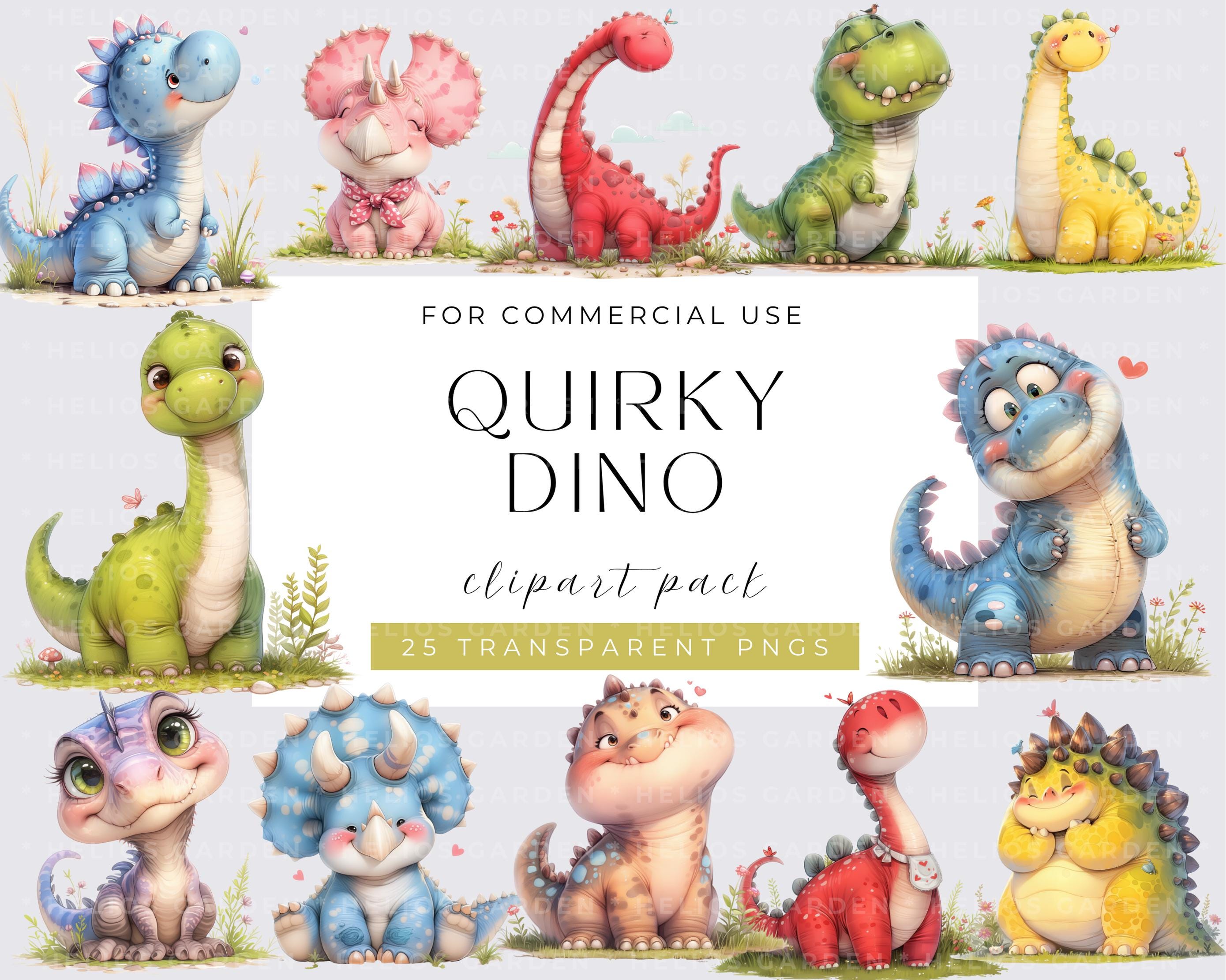 Watercolor Dinosaur Clipart Bundle: Jurassic PNG Illustrations (digital ...